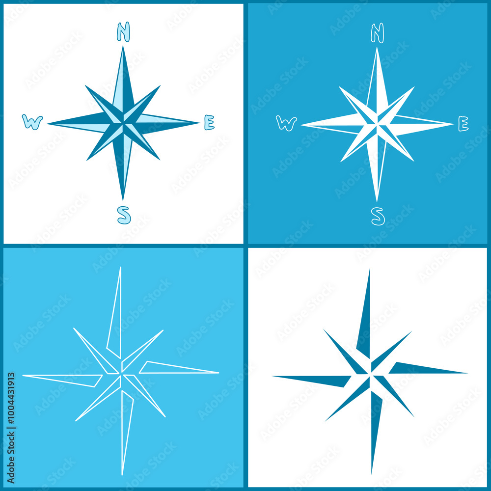 Nautical star. Compass rose with cardinal directions. Wind rose ...