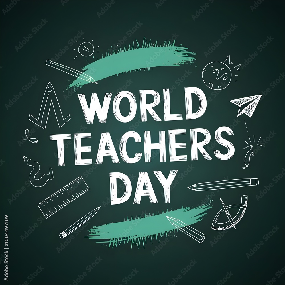 Vector illustration celebrating World Teachers' Day, featuring diverse ...