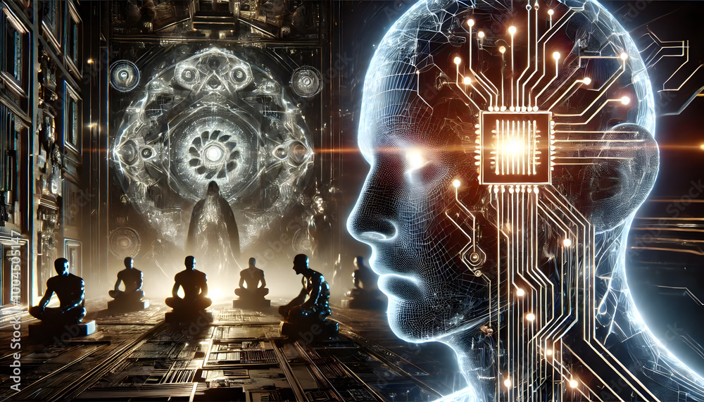 A sophisticated cinematic 3D depiction of 'Mind Control and ...