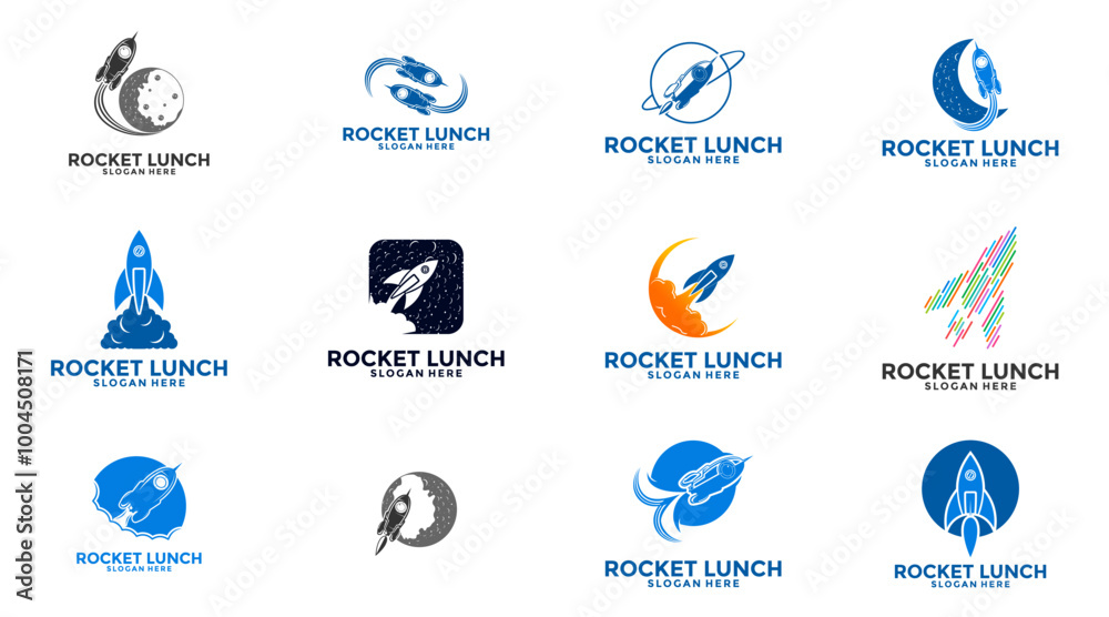 Big set of Rocket Launch logo design vector, Rocket logo design inspirations Stock Vector ...