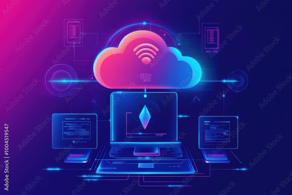 Synchronization. Concept of Data Syncing in the Cloud with Electronic ...