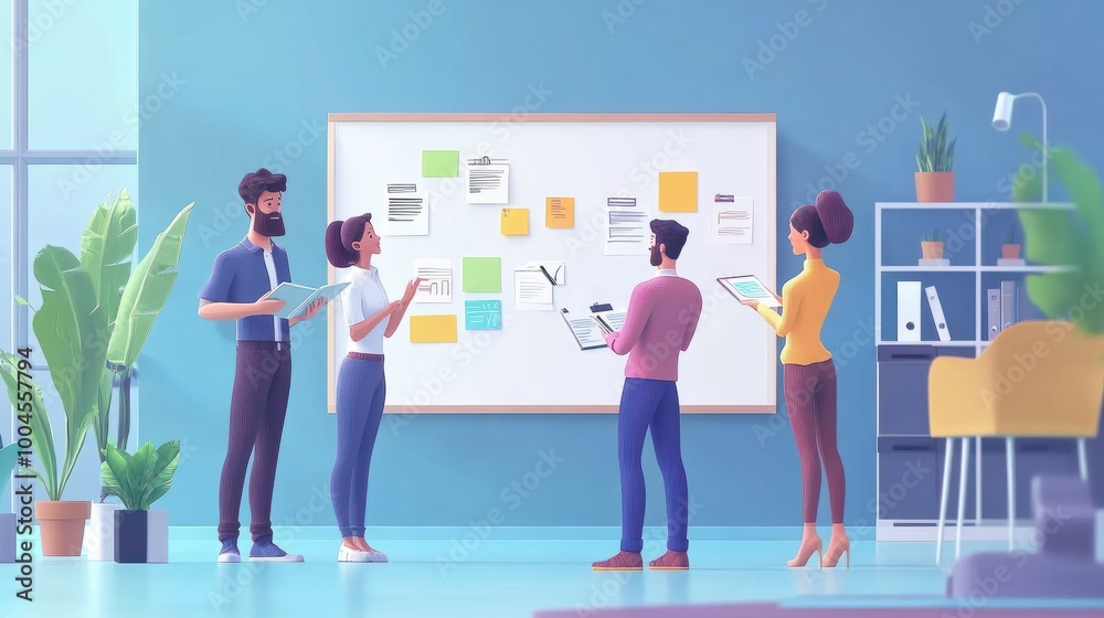 Whiteboard teamwork planning and business people with strategy and ...