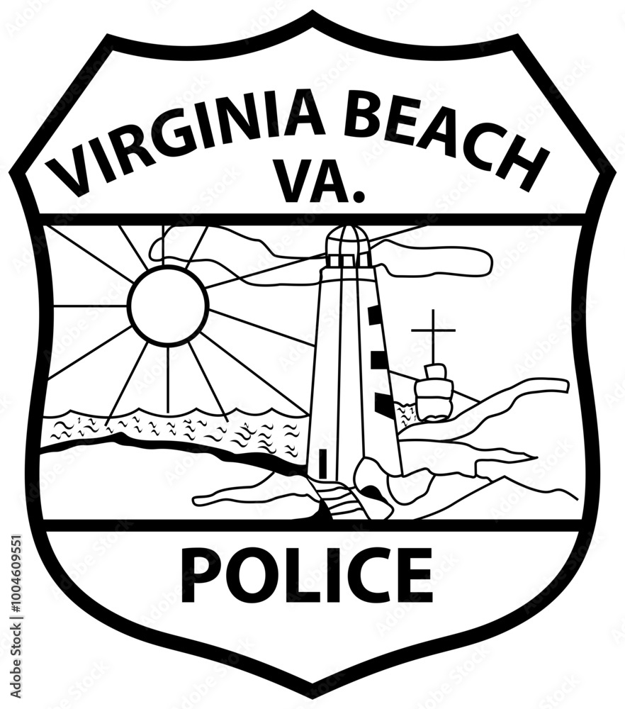 USA VIRGINIA Beach police PATCH VECTOR CNC MACHINE FILE Blank, outline ...