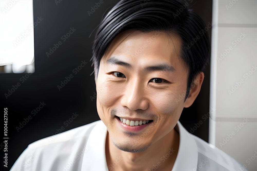 isolated Young handsome happy Japanese man, asian, head shot, portrait ...