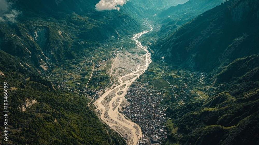 "Emergency hazard map depicting areas at risk of landslides and floods ...