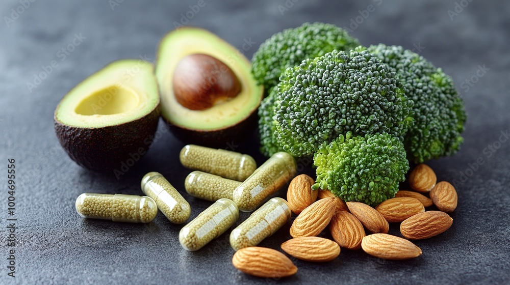 magnesium supplement capsules with natural magnesium-rich foods ...