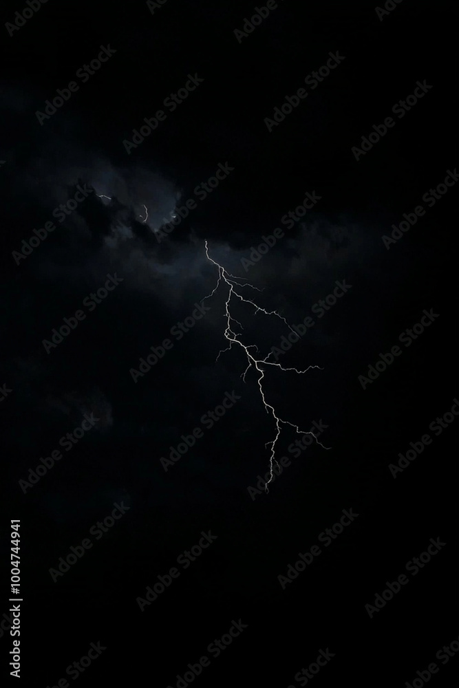 Electric lightning on a black background... A dramatic, high-resolution ...