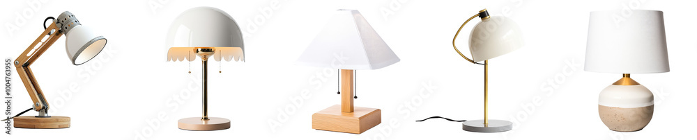 Scandinavian style table lamp set collection on transparent cutout ...