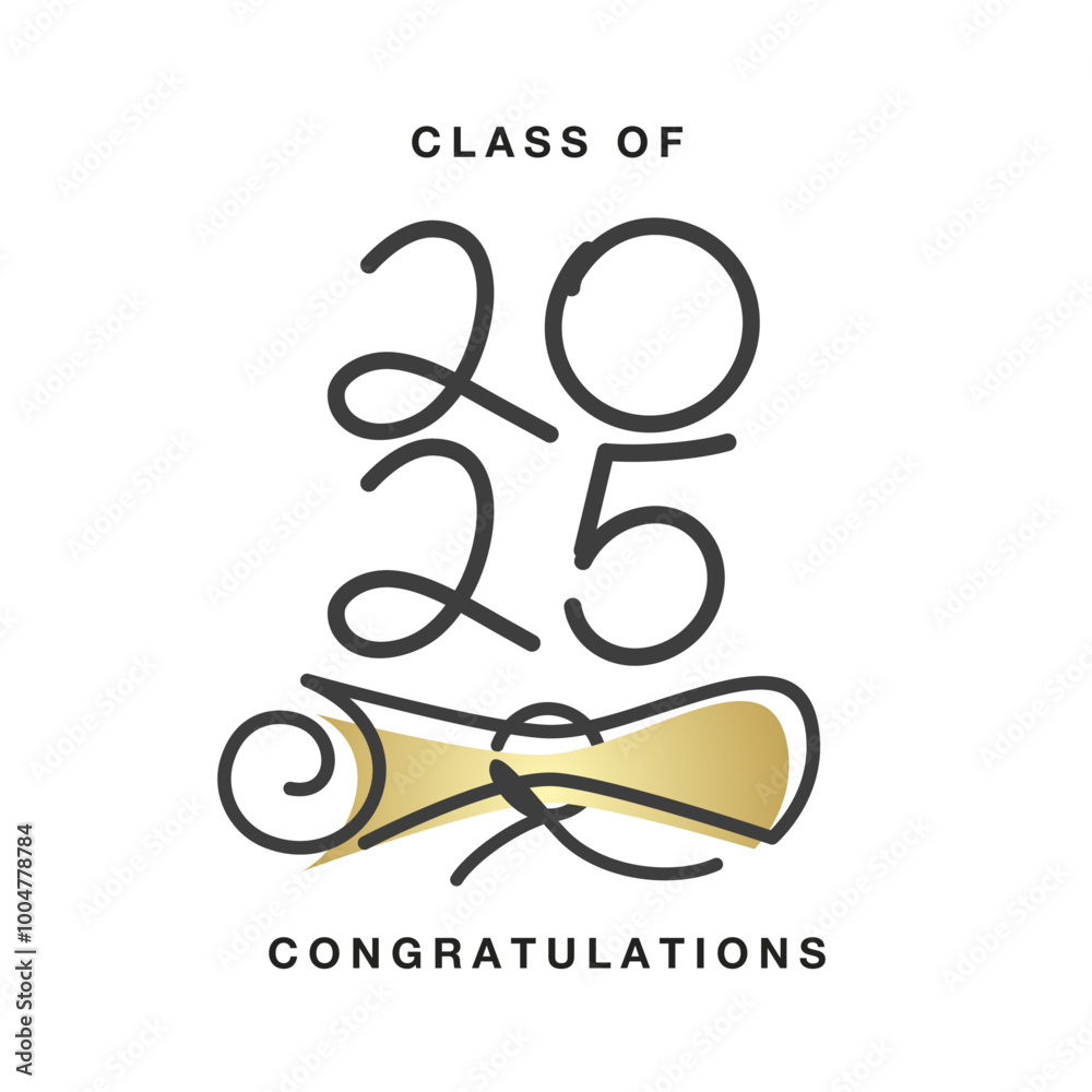 Class of 2025 congratulations. New unique modern handwritten line ...