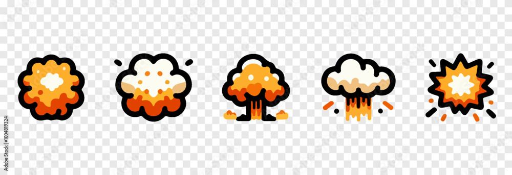 Set of vector explosions png. Explosion of different shapes on an ...