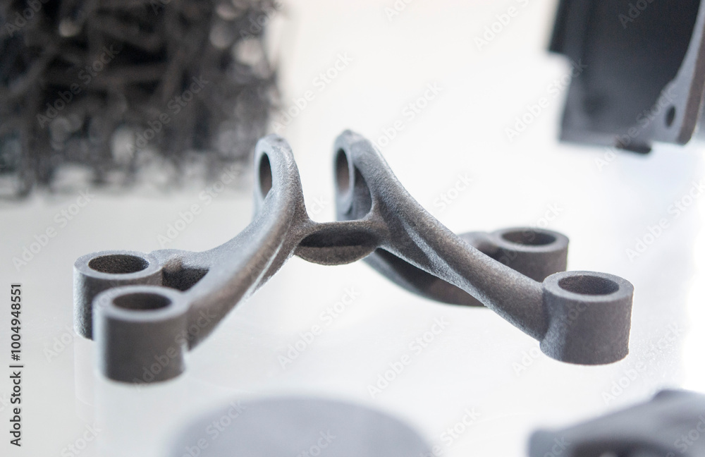 Object printed on a 3D printer from molten plastic powder. Different ...