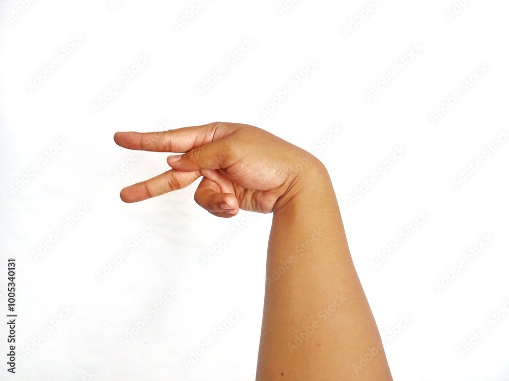 Deaf alphabet letter P by hand. Letter 'P' in sign language, isolated ...