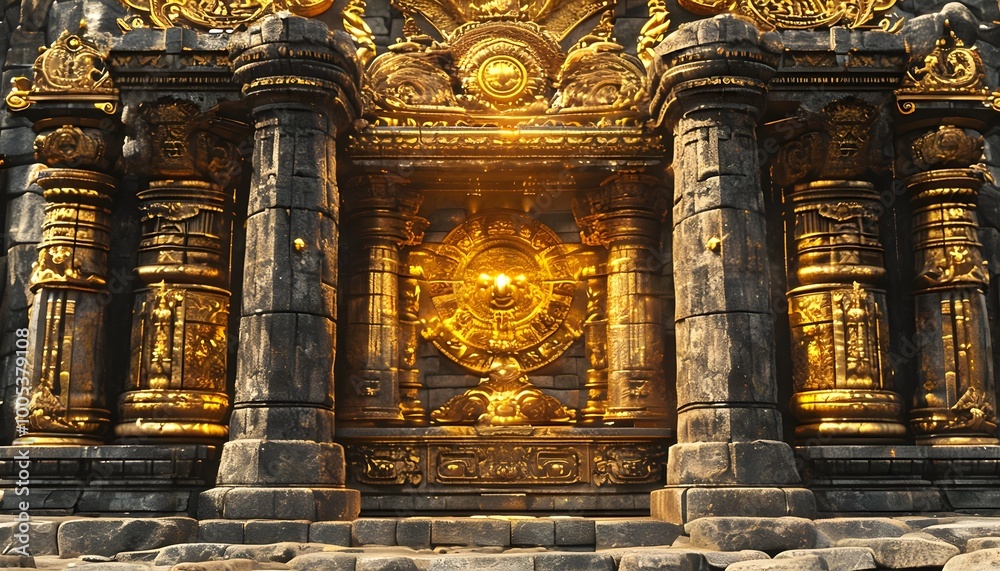 Another option is a sacred temple backdrop, with large stone pillars ...