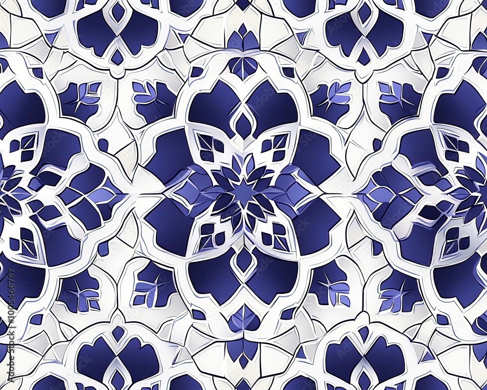 A Seamless Pattern of Moroccan zellige tiles with handcut, uneven edges ...
