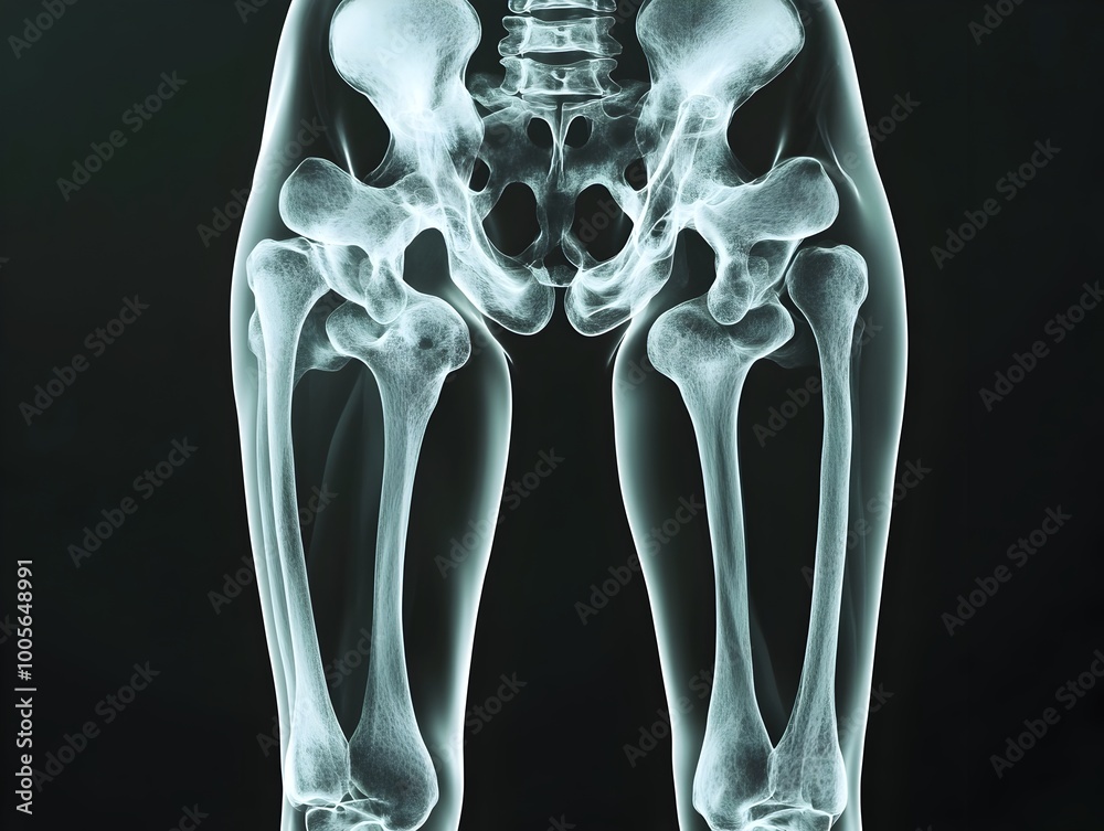 Highly detailed and precise X ray scan of the human pelvis and upper ...