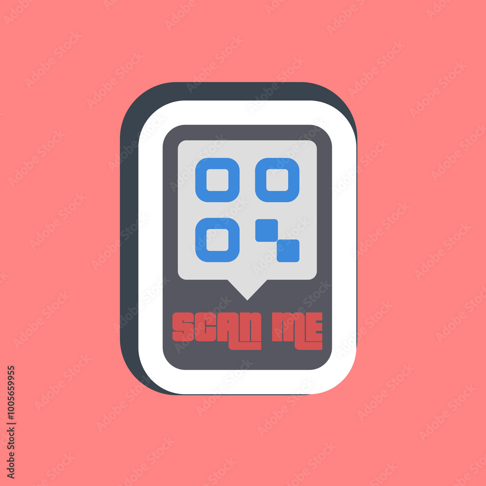 Sticker scan me. Barcode and qr code elements. Good for prints, posters ...
