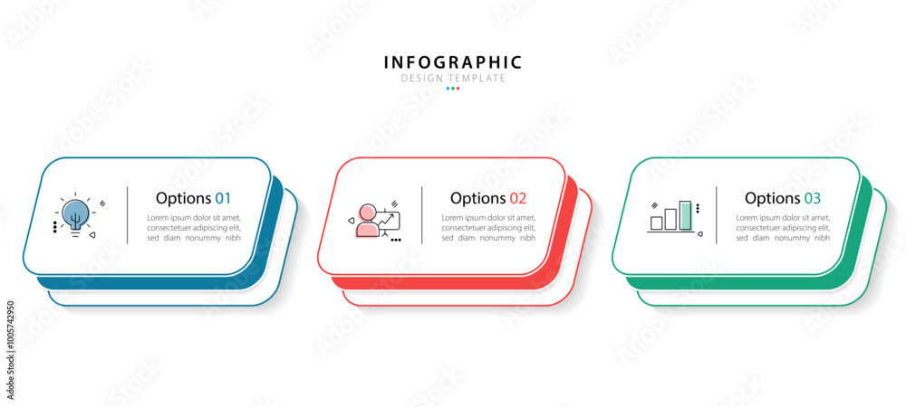 Business infographic template. 3 Step timeline journey. Process diagram, 3 options on white ...