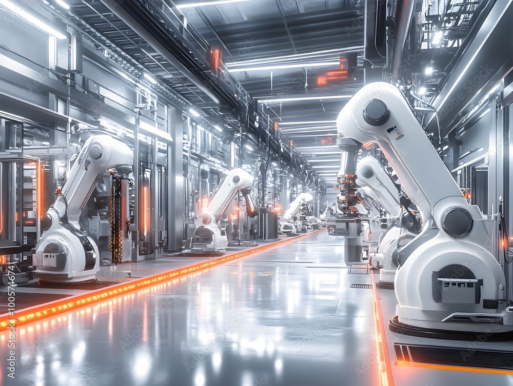 Adaptive manufacturing facility in 2025 featuring automated robotic ...