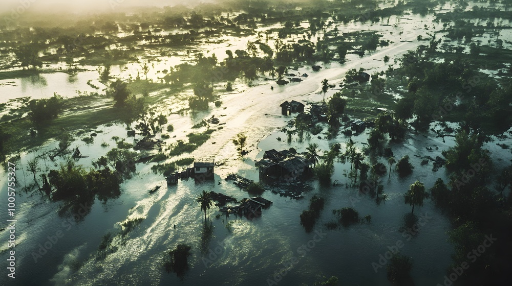 Aerial view documenting the extensive damage caused by a devastating ...