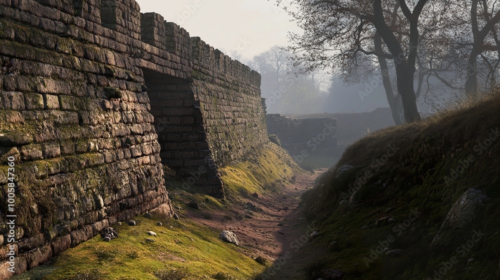 Ancient Stone Wall Ruins: A Glimpse into History Stock Illustration ...