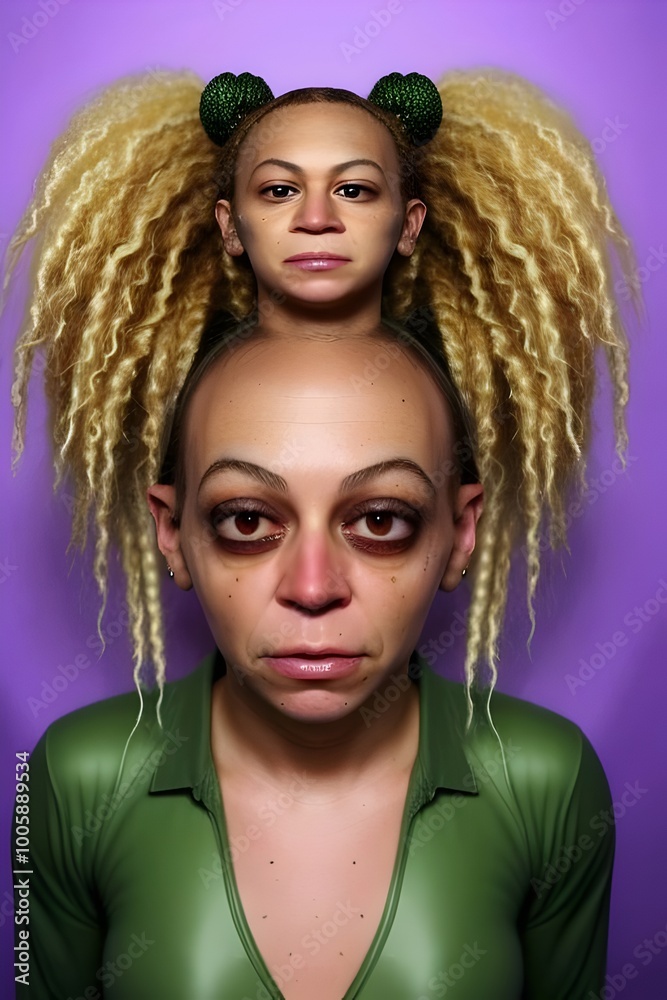 mixed race zombie woman portrait, head shot, long hair, spooky, undead ...