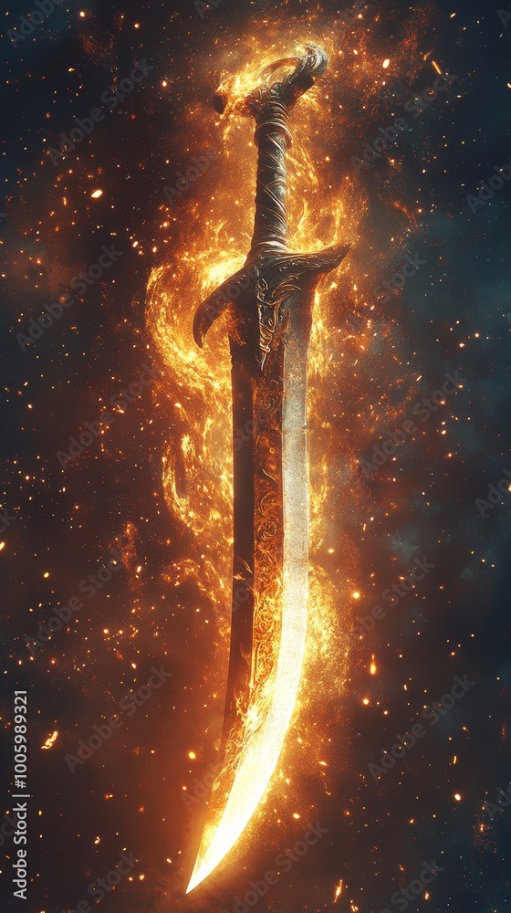 Stock-Illustration „Medieval Scimitar Illustration, a detailed ...