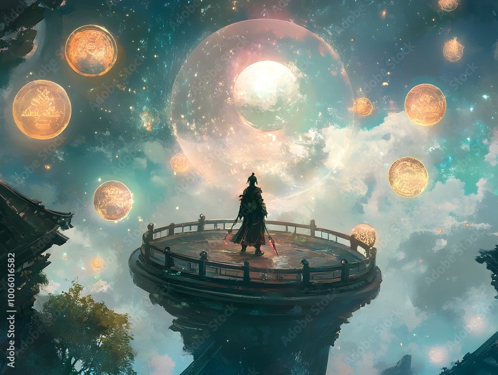 Majestic Pixiu a mythical Chinese guardian creature standing atop a ...