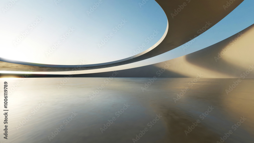 3d render of abstract curve structure futuristic architecture with ...