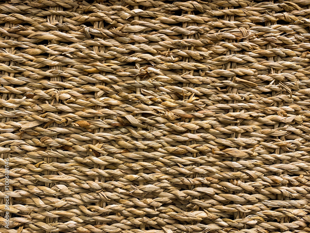 Woven straw mat texture background, presenting a natural, rustic ...