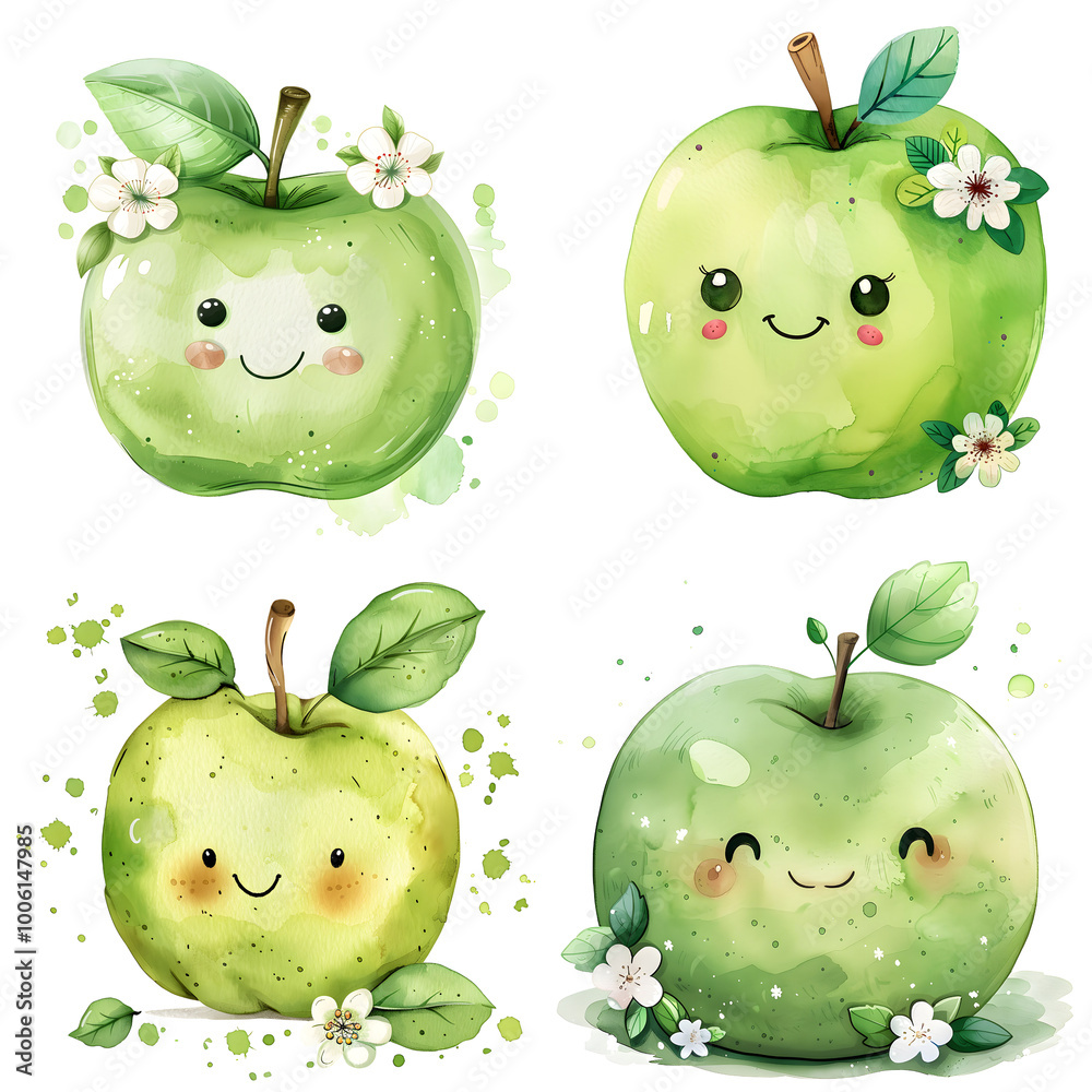 fruits watercolor style apple vector PNG, cute poster, vector element ...