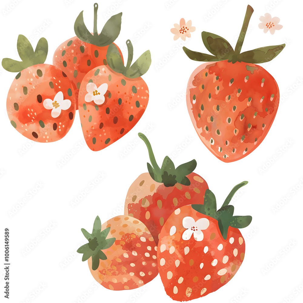 watercolor style strawberry vector PNG, cute poster, vector element ...