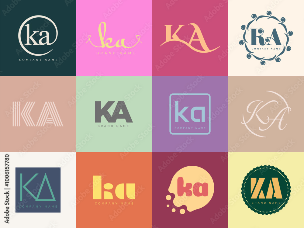 KA logo company template. Letter k and a logotype. Set different ...