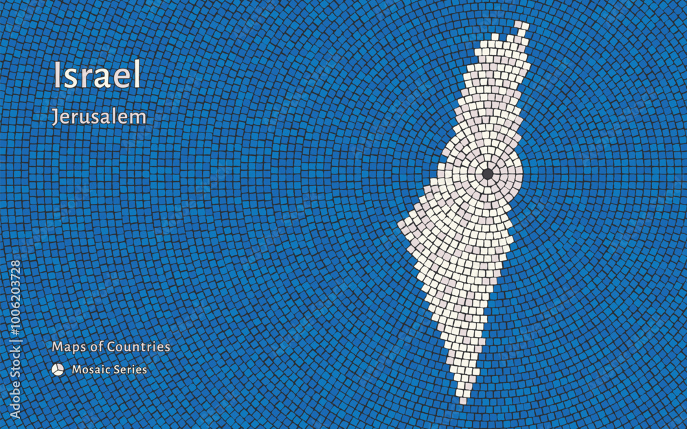 Israel Map with a capital of Jerusalem Shown in a Mosaic Pattern Stock ...