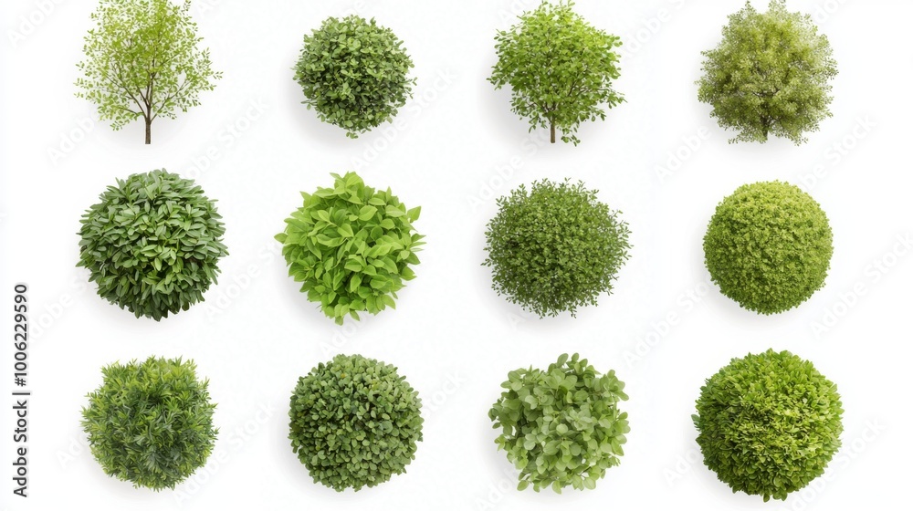 Architectural Landscape Elements, top view illustration of diverse ...