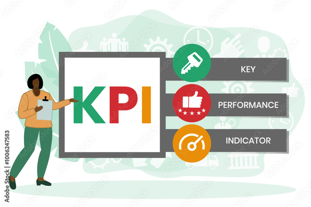 KPI - Key Performance Indicator acronym. lettering illustration with ...
