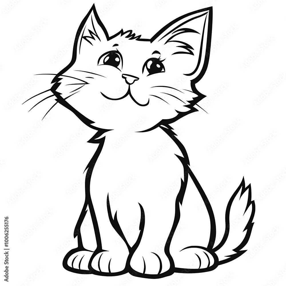 Colorful cat coloring page for kids to personalize white background ...