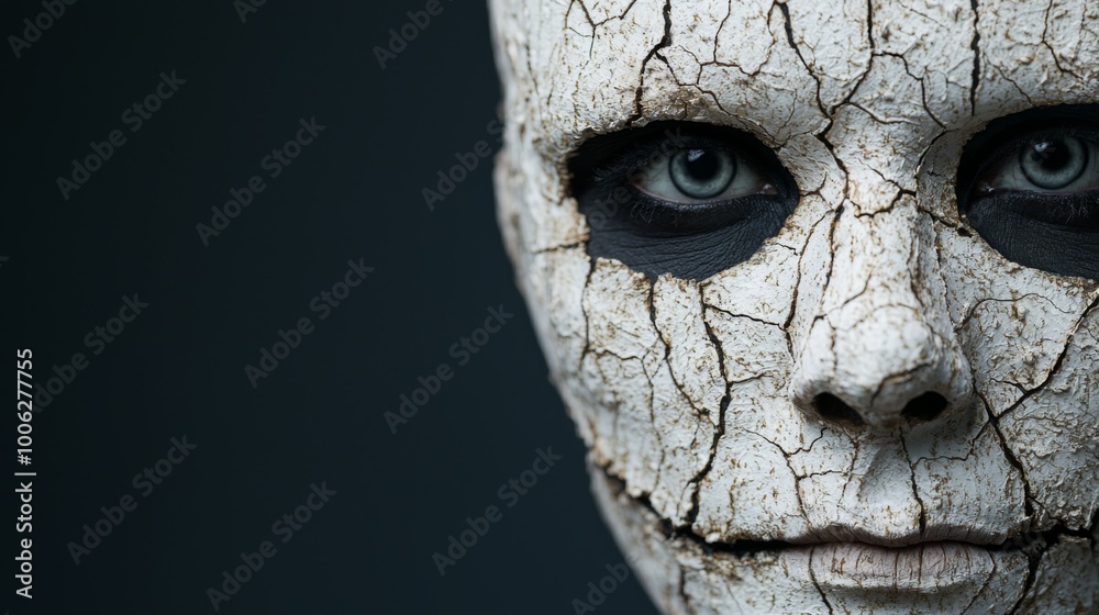 Realistic Ghost Face with Aged Prosthetic Makeup Stock Illustration ...