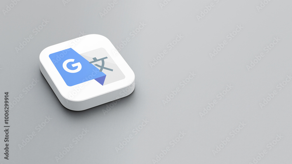 An icon of the Google Translate logo on a gray background, a white ...