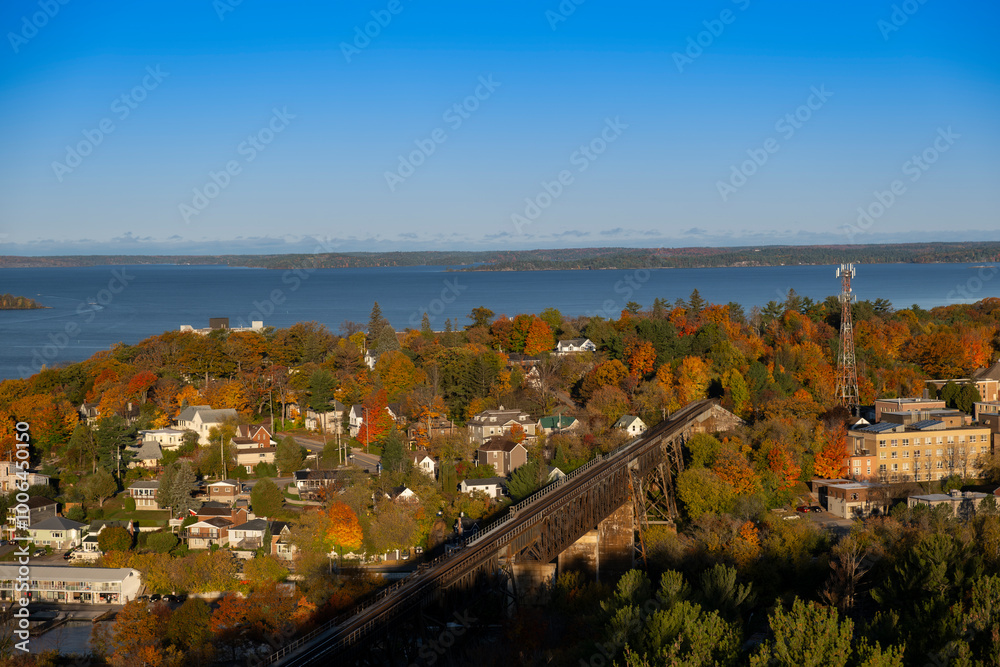 Aerial view of Parry Sound, Ontario, Canada downtown and waterfront ...