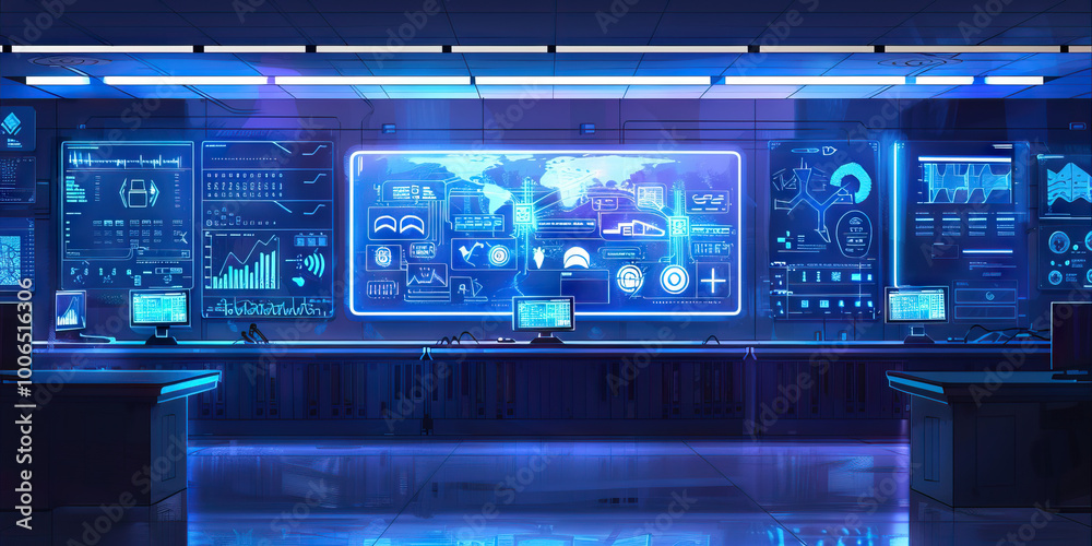 Hospital IT Department Wall: Covered in network diagrams, cybersecurity ...