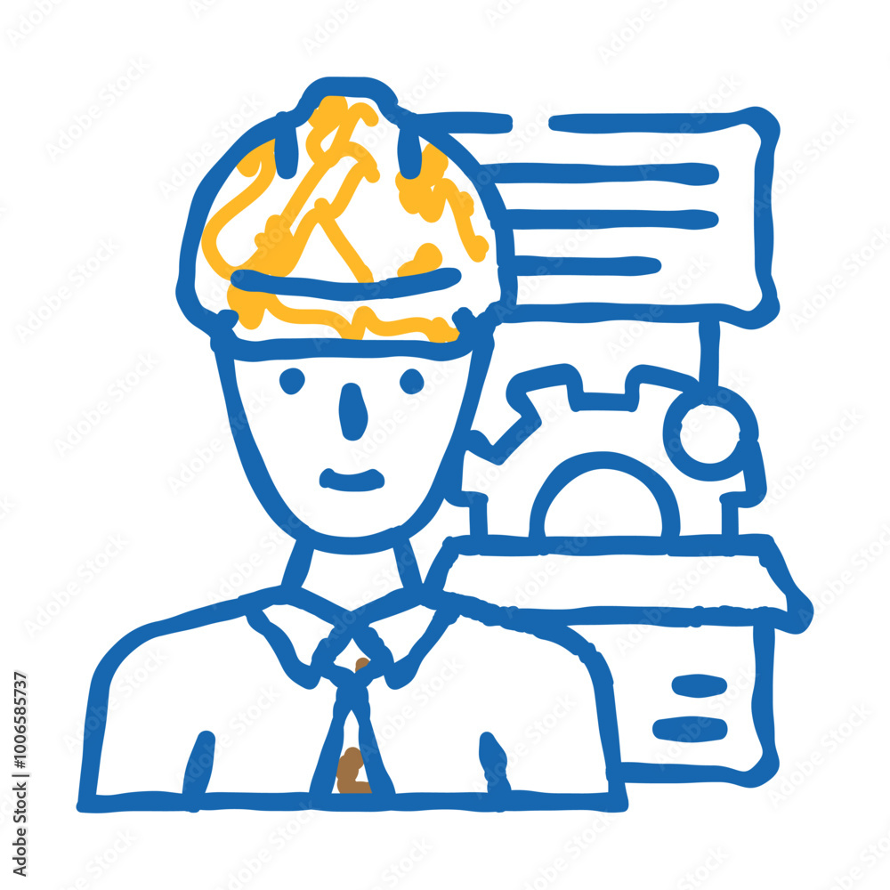 technical sales engineer worker doodle icon sketch vector. technical ...
