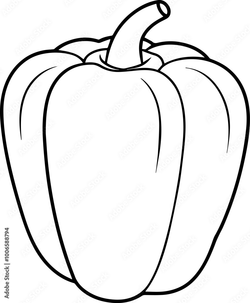 bell pepper outline coloring book page line art vector illustration ...