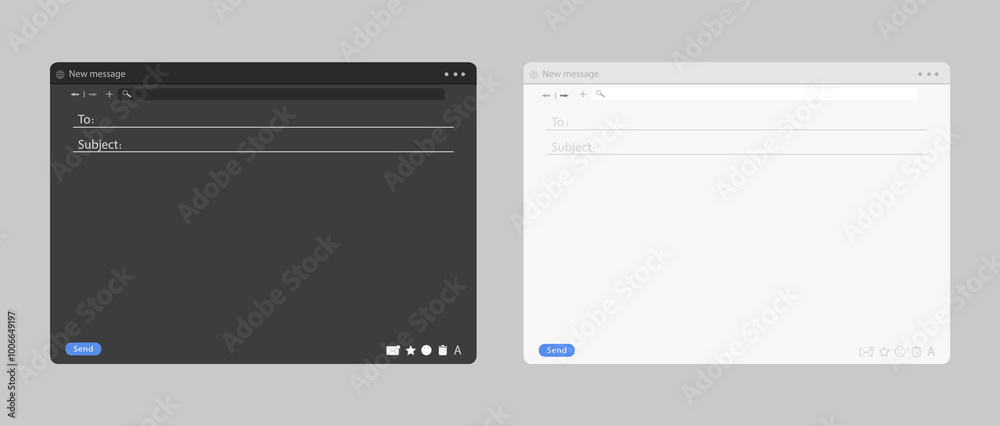 email interface mock up. web browser mockup in light modern flat design ...