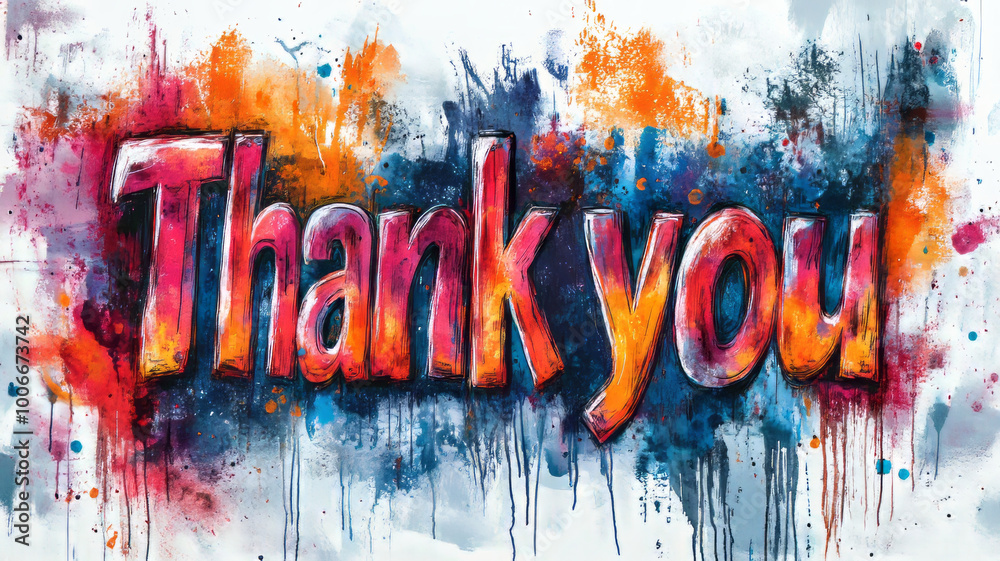 Ilustración de Stock "Thank You" text logo in graffiti stencil style ...