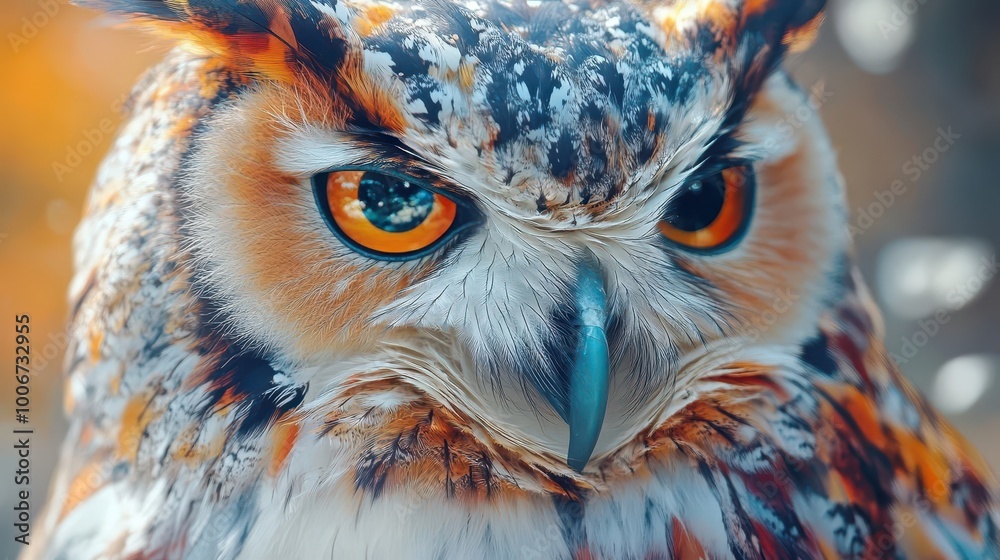 surreal double exposure portrait of an owl, blending realistic feathers ...