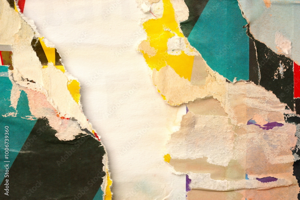 Old ripped torn blank grunge posters backgrounds creased crumpled paper ...