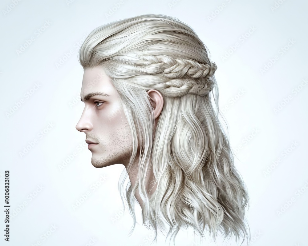 Stylized 3d Human Model With Flowing Hair Rigged For Dynamic Animations And Visual Effects Stock