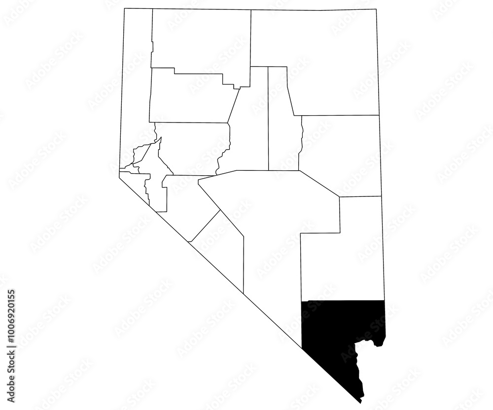 Map of Clark County in Nevada state on white background. single County ...