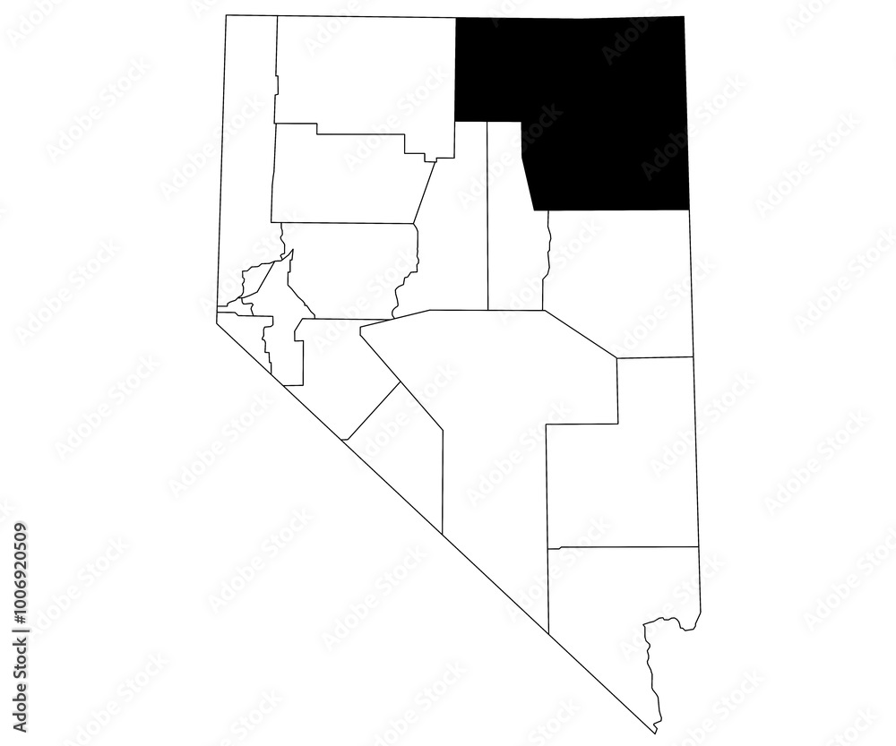 Map of elko County in Nevada state on white background. single County ...