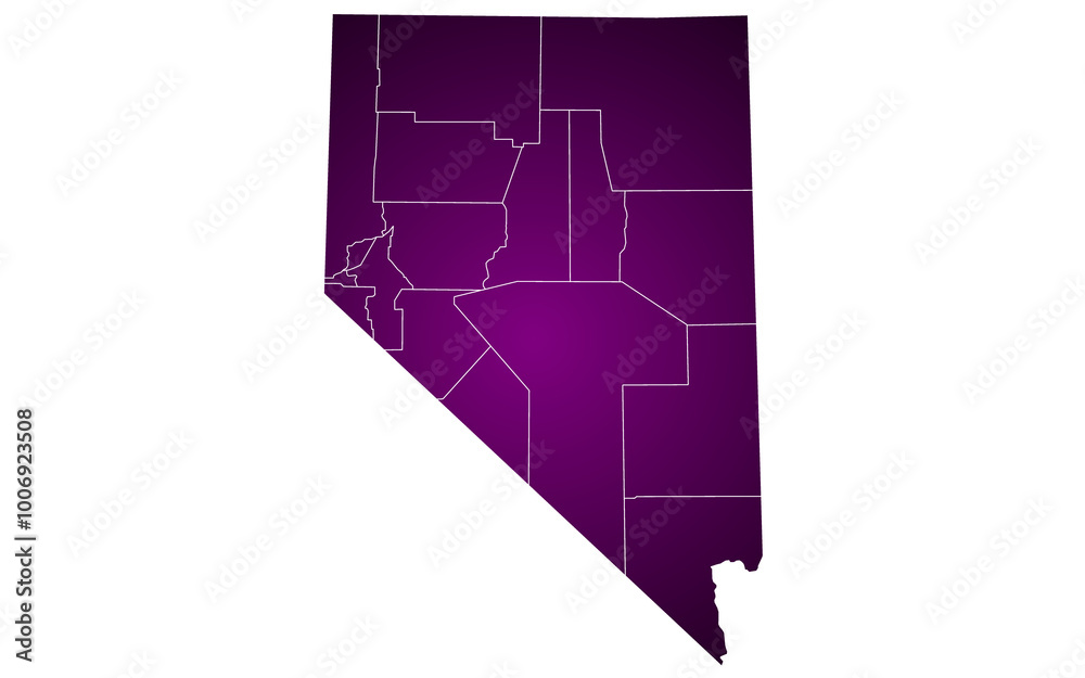 Nevada administrative map. counties map of Nevada, blank Map, empty map ...